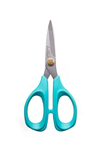 Beaditive Sewing Scissors - 6-Inch Stainless Steel Fabric Scissors - Professional Scissors with Serrated Blade for Easy Cloth Cutting & Quilting - Comfortable Craft Tailor & Dressmaker Shears – Teal
