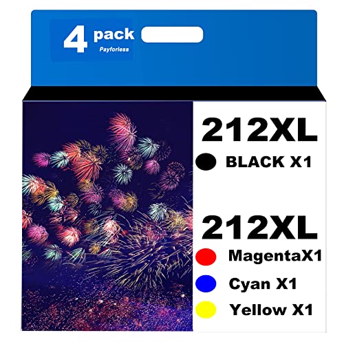 212XL for Epson 212 Ink Cartridges T212XL 212 XL for Epson XP-4100 Epson XP-4105 Epson WF-2830 WF-2850 Printer 4pack(Black Cyan Magenta Yellow)