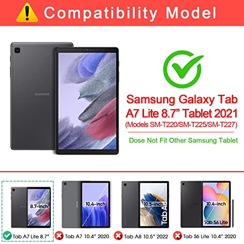 CCambro Kids Case for Samsung Galaxy Tab A7 Lite 8.7" SM-T220/SM-T225/SM-T227 2021 Tablet Kids Friendly Shockproof Case Lightweight Durable Foam Cover with Convenient Foldable Handle Stand, Black