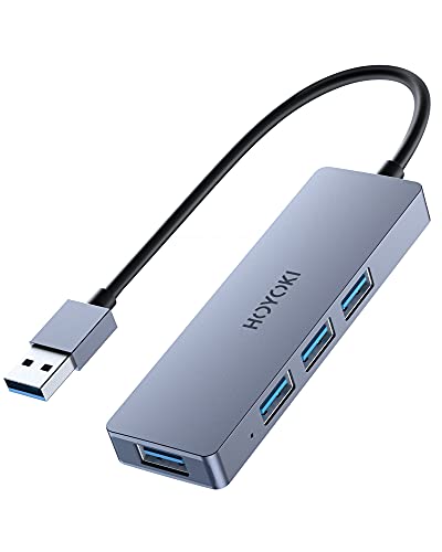 USB Hub for Laptop HOYOKI USB 3.0 Hub,Portable Aluminum Data USB Splitter with SuperSpeed 5Gbps Ultra-Slim USB Port Expander for MacBook Pro/Air, Dell, Chromebook 4