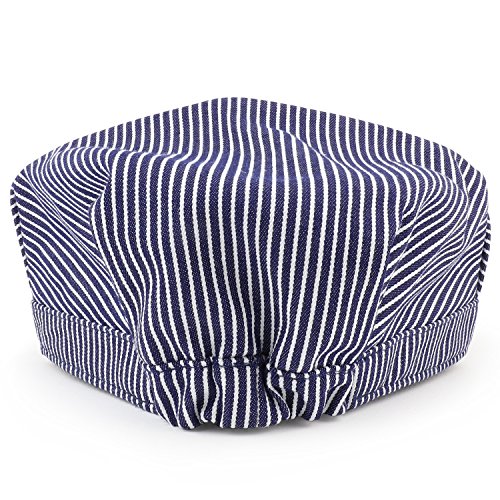 Armycrew Denim Blue Stripe Train Engineer Conductor Cap Fits Infant to Adult 3XL - Blue - 57CM