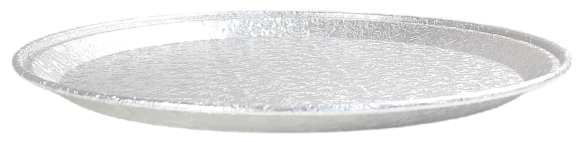 12" Round Flat Aluminum Foil Catering Tray w/Dome Lid - Disposable Cater Serving Pan (Pack of 10 Sets)