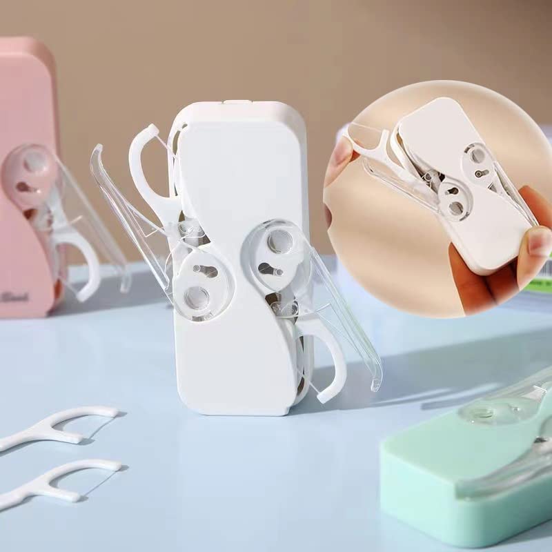 4PCS Flosser Dispenser Refillable,Portable Travel Floss Case,Dental Floss Dispenser Automatic Dental Floss Picks Cases for Teeth Cleaning