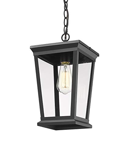Odeums Outdoor Pendant Lights, Exterior Pendant Lighting Fixture, Outdoor Pendant Hanging Light Black, Pendant Ceiling Light