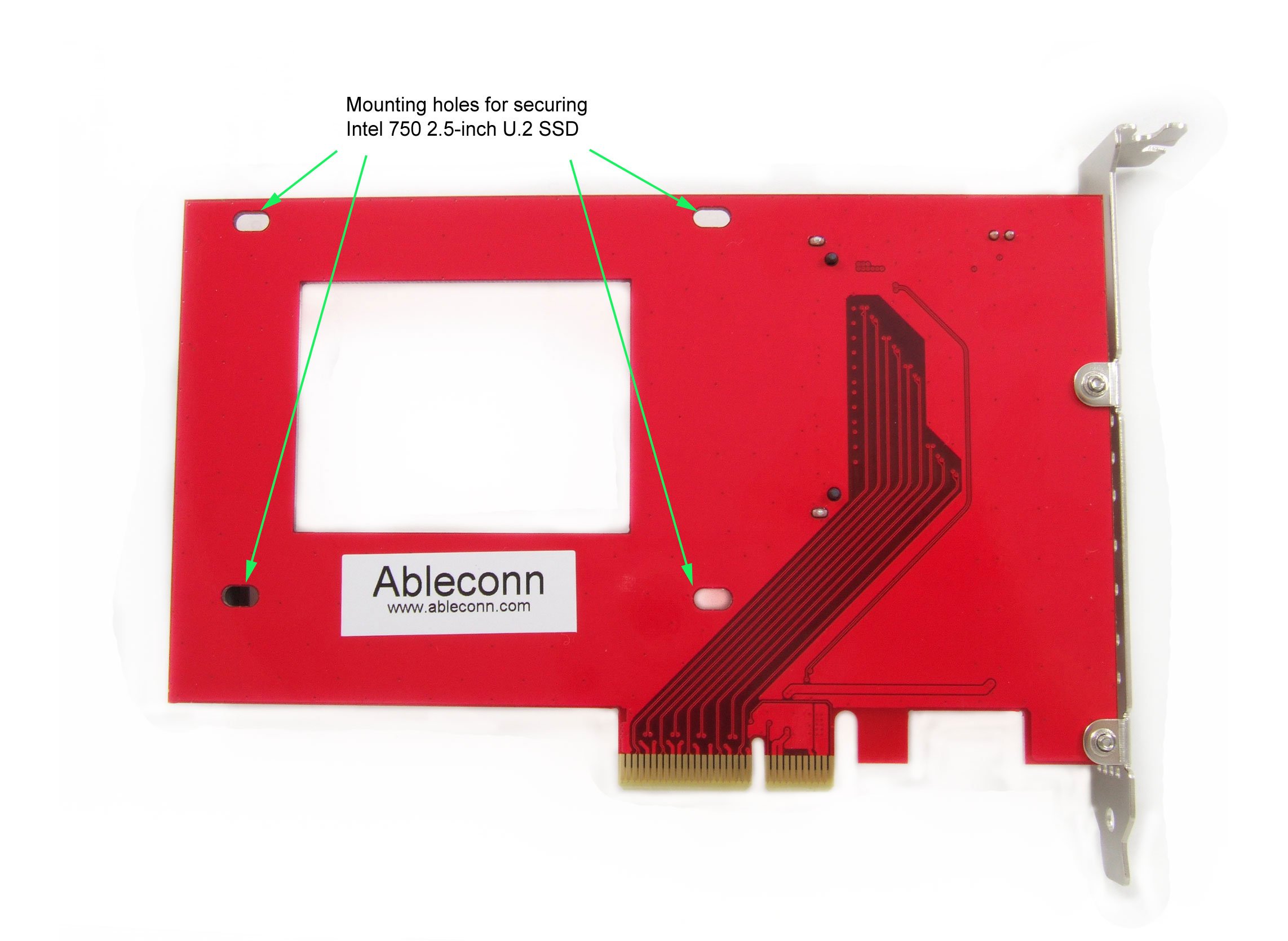 Ableconn PEXU2-132 NVMe 2.5-inch U.2 (SFF-8639) SSD PCIe 4.0 x4 Carrier Adapter Card - for 2.5-inch U.2 NVMe SSD - U.2 to PCIe - PCIe Adapter for U.2 Drive