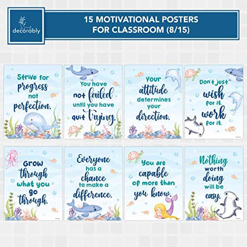 15 Ocean Themed Classroom Decor, 11x14in Under the Sea Classroom Decorations, Ocean Classroom Posters, Under the Sea Classroom Theme, Under the Sea Posters for Classroom, Under the Sea Classroom Decor