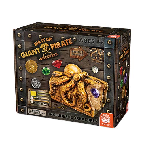 MindWare Dig It Up Discoveries Pirate: Giant Discovery Project for Kids β Dig up 13 Inspiring Charms β Includes a Bonus dig, 2 chisels and 1 Poster Filled with Pirate Facts and lore