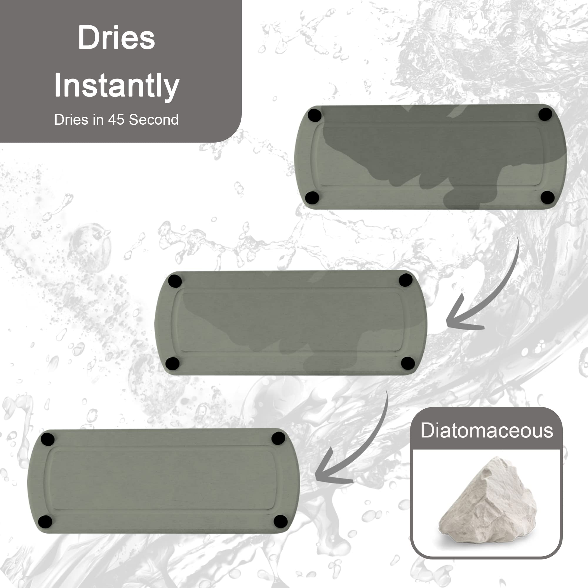 2 Pack - Kitchen Sink Organizer - Diatomaceous Earth Instant Dry Sink Organizer β Luxurious Sink Caddy Set for Bathroom and Kitchen β Stylish and Minimalist Soap and Sponge Caddy β Grey