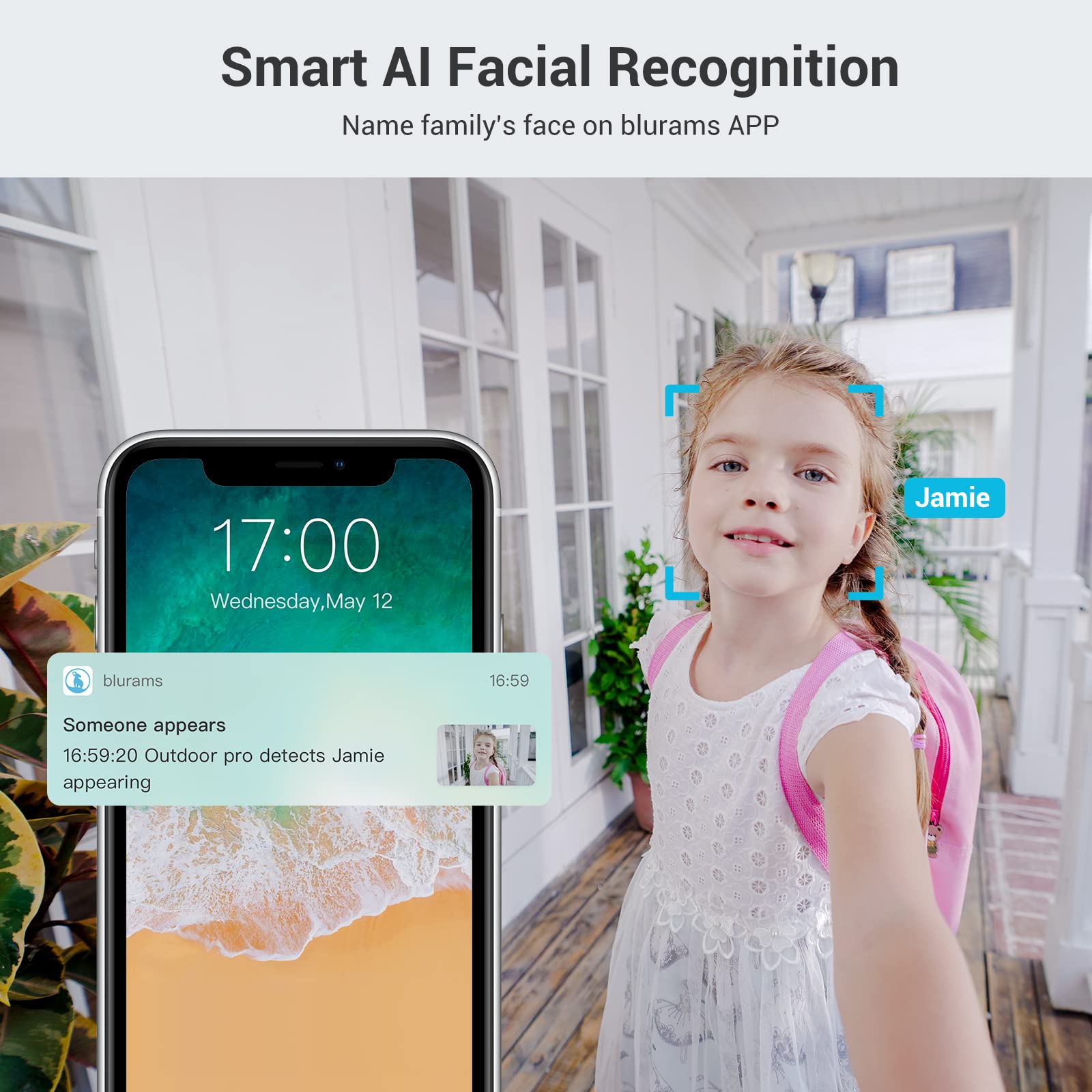 blurams 2pc Outdoor Pro, Security Camera Outdoor System 1080p FHD Outside w/Two-Way Audio, Starlight Night Vision, Facial Recognition, Weatherproof, Cloud/Local Storage, Compatible with Alexa