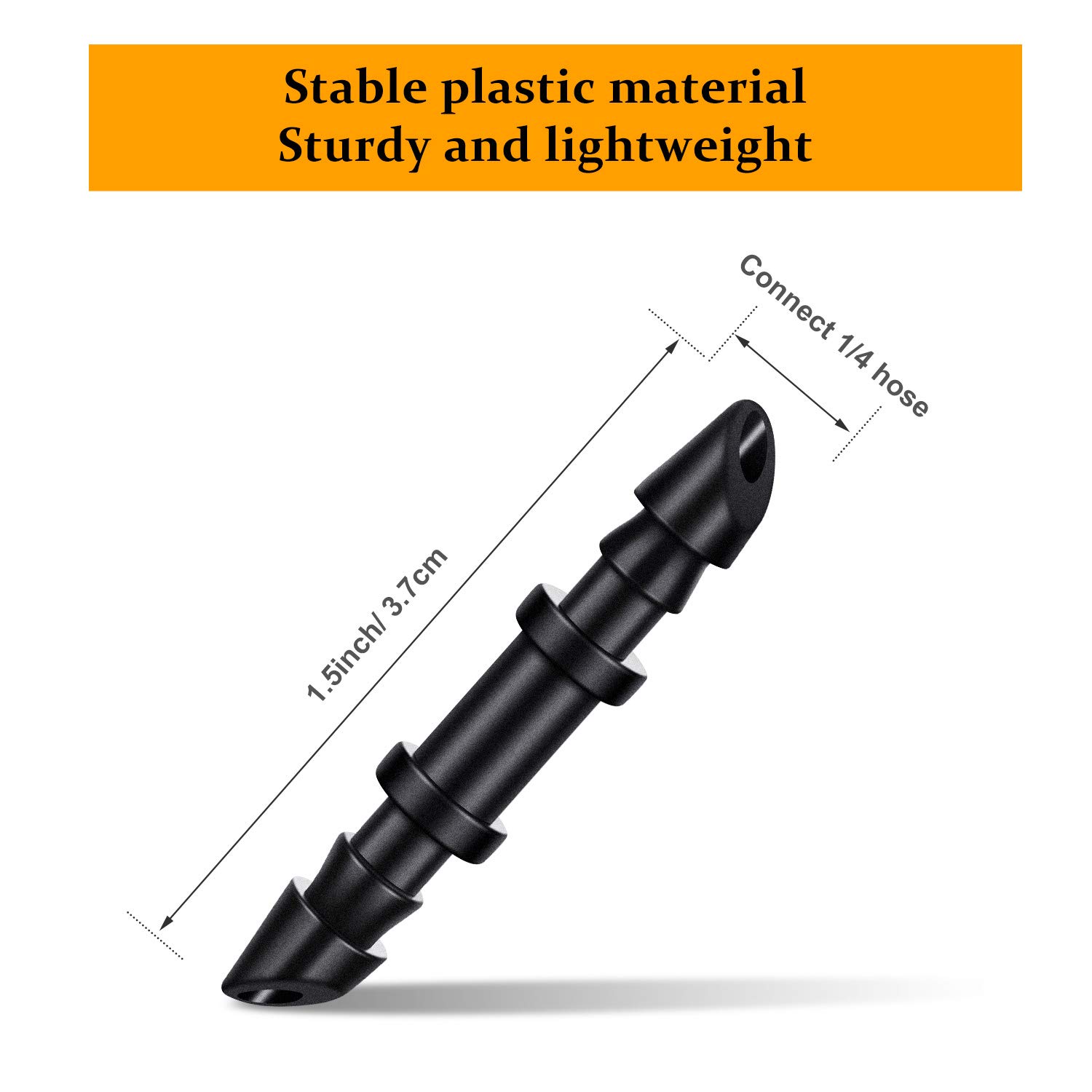 Mudder 150 Pieces Barbed Connectors Drip Irrigation 1/4" Barbed Coupling Fittings Barbed Connectors for 1/4 Inch Irrigation Tubing Drip Line Coupler for Drip Sprinkler Systems, Black