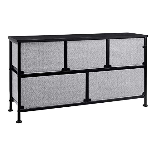 Amazon Basics Extra Wide Fabric 5-Drawer Storage Organizer Unit for Closet, Black