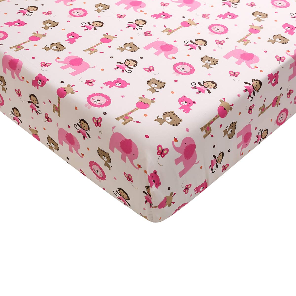 Brandream Crib Bedding Sets for Girls Pink Jungle Elephant Safari Nursery Bedding Set 5 Pieces Baby Comforter Set