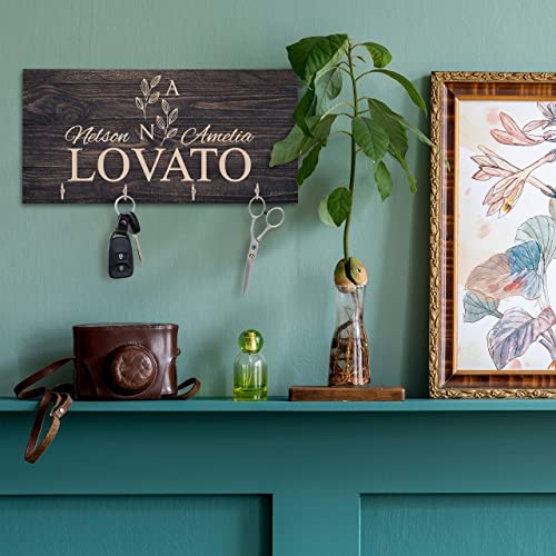 People People Personalized Wood Key Hanger for Wall | New Home Décor Gift for Wedding Housewarming | Customized Gifts for Couple Mr Mrs Key Ring Holder Hook | Key Rack | C01D07
