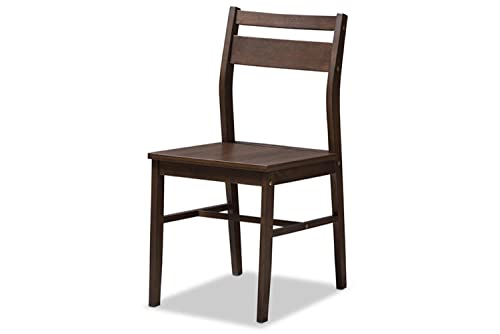 Baxton Studio Lovy Modern and Contemporary Walnut-Finished 5-Piece Dining Set/Contemporary/Brown/Medium Wood/Rubber Wood