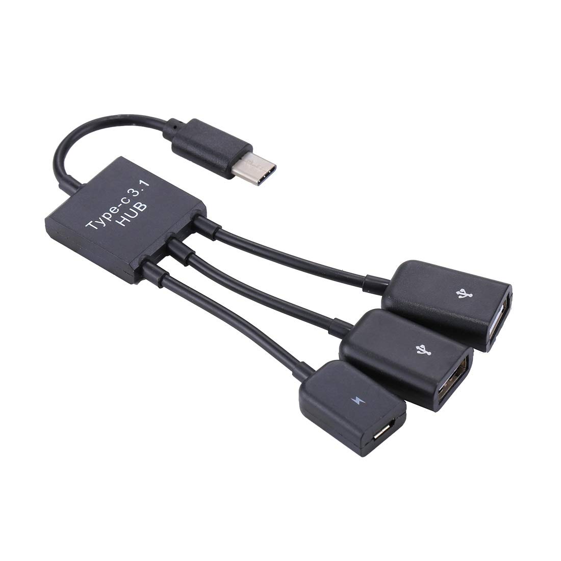 Jiali USB-C 4K Hub Converter Portable USB-C/Type-C Male to Dual USB Ports Female + Micro USB Female Mini Cable Hub Splitter Adapter