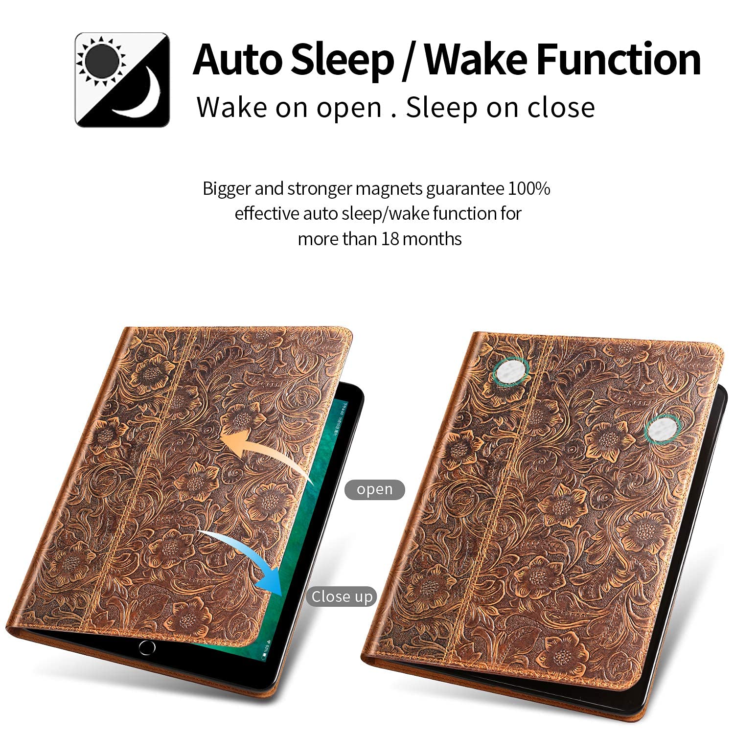 Gexmil Leather Case for iPad Air 11 Inch M2 2024,Genuine Leather Folio Cover for iPad Air5/ Air4 10.9 inch 2022/2020 with Pencil Holder, Auto Sleep/Wake,Shockproof,Pattern-Brown