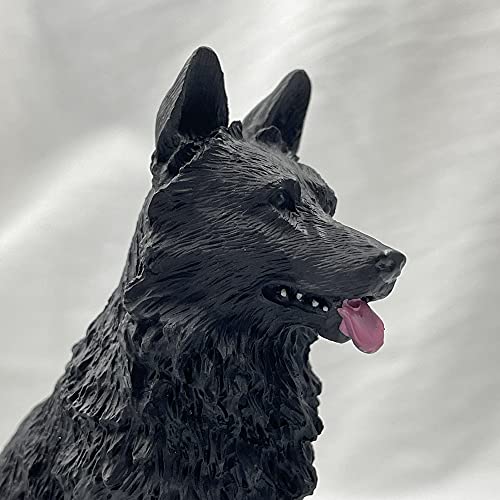 1P Small Resin Black German Shepherd Simulation Model Statue Ornament Wolf Dog Home Bedroom Garden Car Decoration Crafts Collectible Figurines (Black)