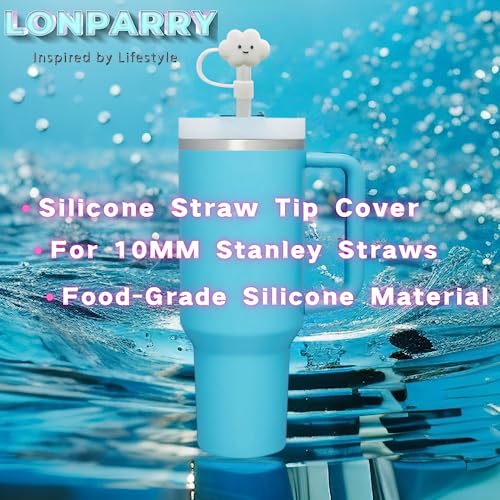 4Pcs Straw Cover Cap for Stanley 40oz Cup, Reusable Cloud Shape Straw Toppers, Food Grade Drinking Straw Tips, Silicone Straw Plugs, Anti-Dust Straw Cap for 0.4 Inch/10 MM Diameter, White