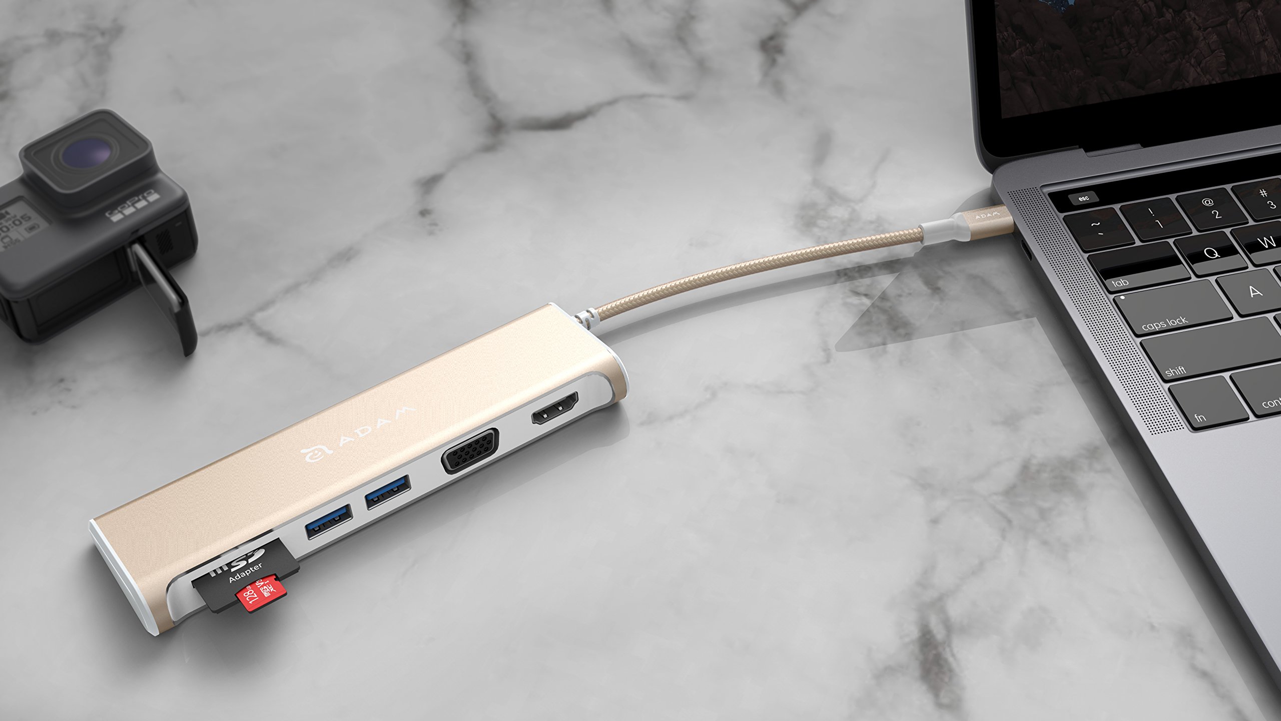 ADAM elements 5-in-1 USB C Hub - 4K USB C to HDMI - SD Card Reader - 2 USB 3.1 Ports - Portable, Durable Aluminum Case