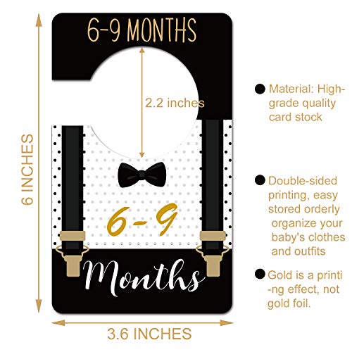 Baby Closet Size Dividers, Gentleman Boy Baby Closet Organizer, Newborn Nursery Wardrobe Divider Hangers to Arrange Clothes with Separator by Size or Age, 0-24 Months