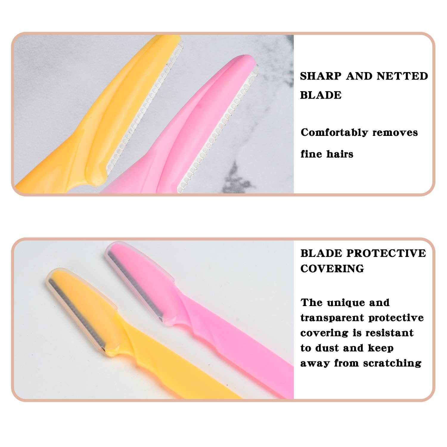 ABOAT 48 Pieces Facial Razor Eyebrow Razor Trimmer Shaper Shaver with Precision Cover for Men and Women