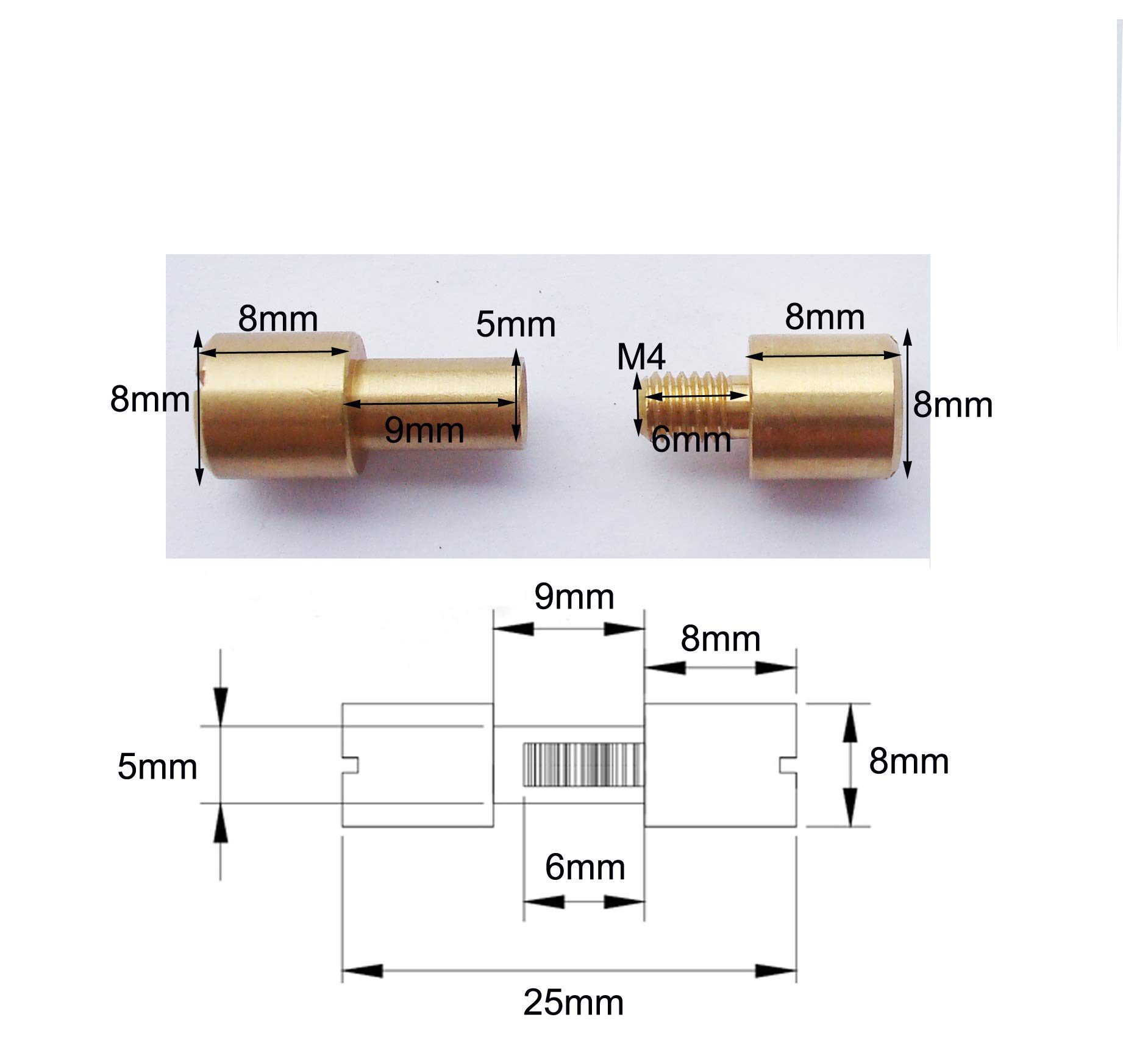 Brass Corby Bolts Fasteners, EDC Knives Maker Pivot Pin Rivets,DIY Knife Handle Studs Screws,Pack of 10 (8mm)