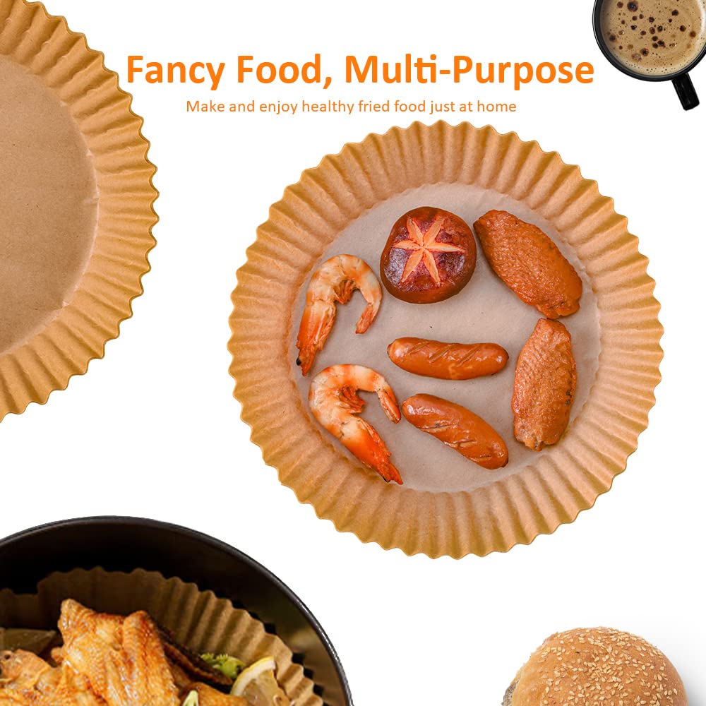 128 PCS Air Fryer Disposable Paper Liner, 6.3 IN’ Non Stick Baking and Parchment Paper Sheets, Water-proof, Oil-proof, Food Grade Baking Paper, Round Baking Paper Liners for Baking Roasting Microwave
