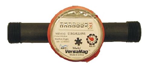 3/4" NMT Norgas Versamag Polymer Hot Water Meter USG Gallons Pulse Output