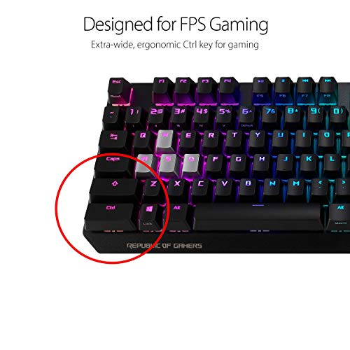ASUS RGB Mechanical Gaming Keyboard - ROG Strix Scope | Cherry MX Red Switches | 2X Wider Ctrl Key for FPS Precision | Gaming Keyboard for PC (Renewed)