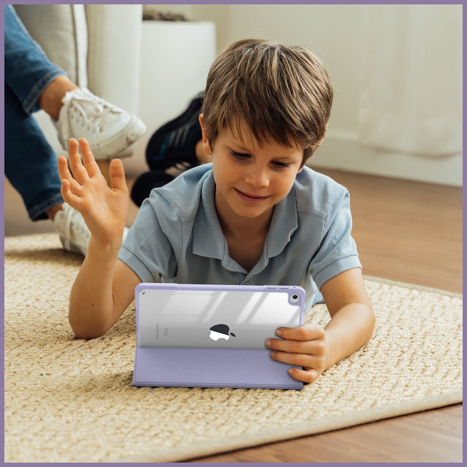 Fintie Hybrid Slim Case for iPad Mini 5th Generation 2019 / iPad Mini 4 (7.9 Inch) - [Built-in Pencil Holder] Shockproof Cover with Clear Transparent Back Shell, Lilac Purple
