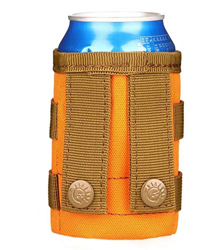Molle Can Holder Coolie(s) Gifts for Men And Women 10-15 OZ Collapsible Nylon Can Beer Beverage Cooler Cover Insulator Holder Sleeve for Cola Beer Soda (Orange)