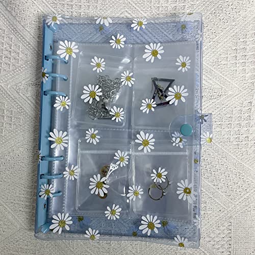 BINGC Transparent Jewelry Storage Book, Upgraded Anti-Tarnishing Anti Oxidation Organizer Bag with Pockets DIY Earring & Ring Book Holder (100 Grids + 100 Ziplock Bags) (BLUE)