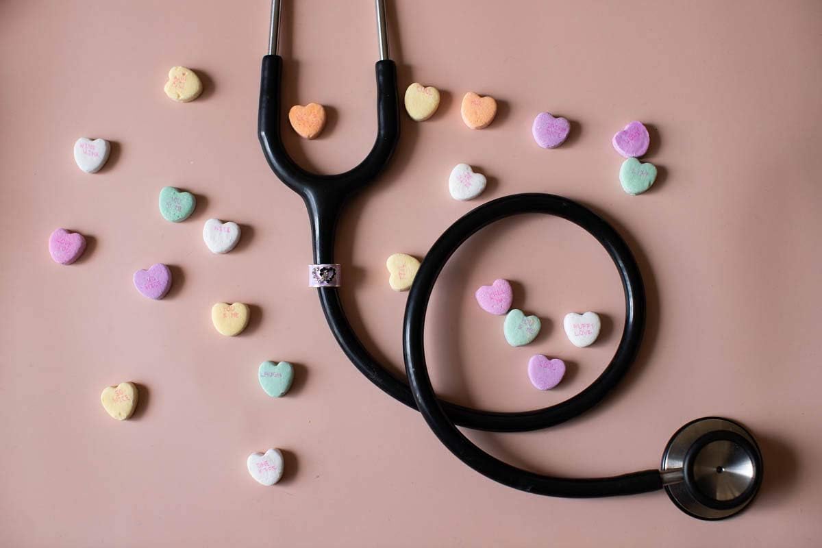 Charmed Stethoscope Charm, Interlocking Hearts