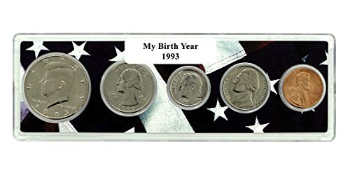 1993-5 Coin Birth Year Set in American Flag Holder Uncirculated