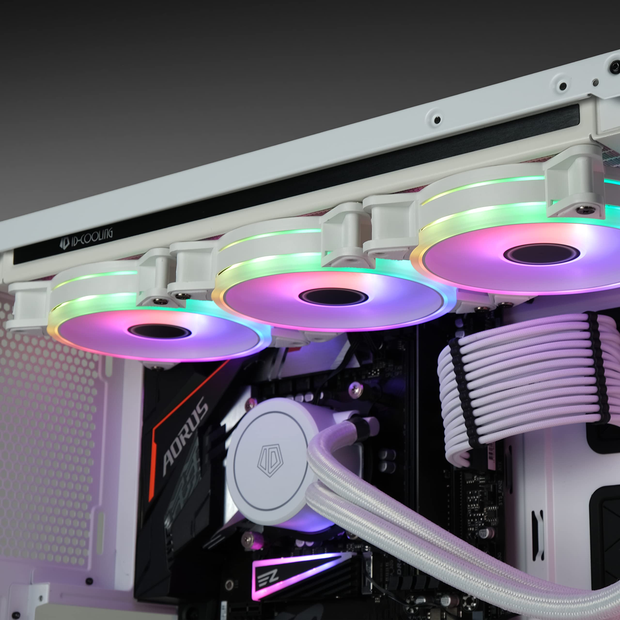 EZDIY-FAB White Moonlight 120mm RGB Case Fan with Fan Hub X and Remote,Motherboard Aura SYNC,Speed Control, ARGB Fan for PC , Desktop Case-6 Pack