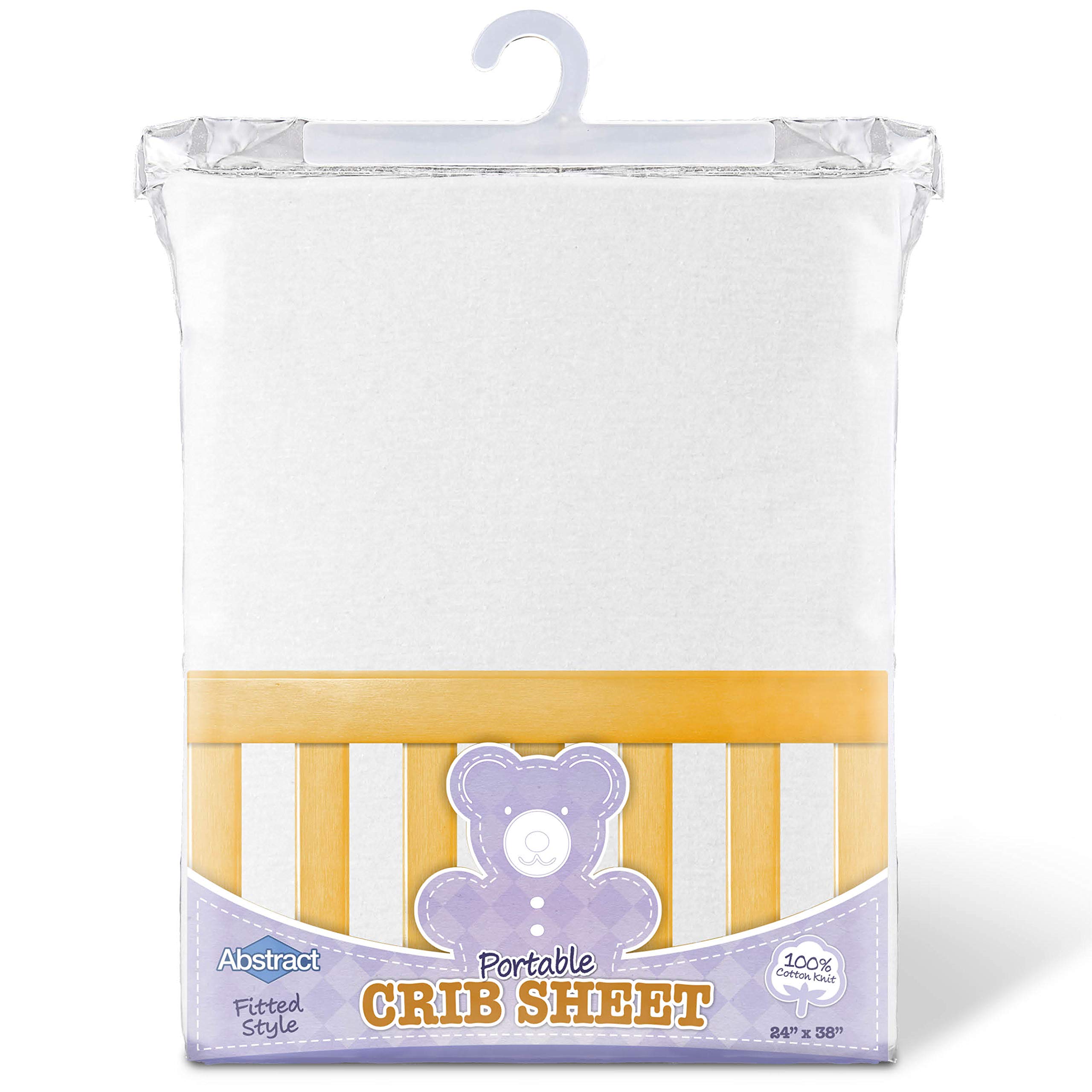 Abstract Baby Solid Jersey Knit Fitted Crib Sheet (24" x 38", White)