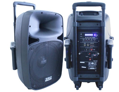 Absolute USA USPROBAT15 2500 Watts Max Power Speaker Built-in Battery/Bluetooth/Amplifier/SD/USB/FM Radio