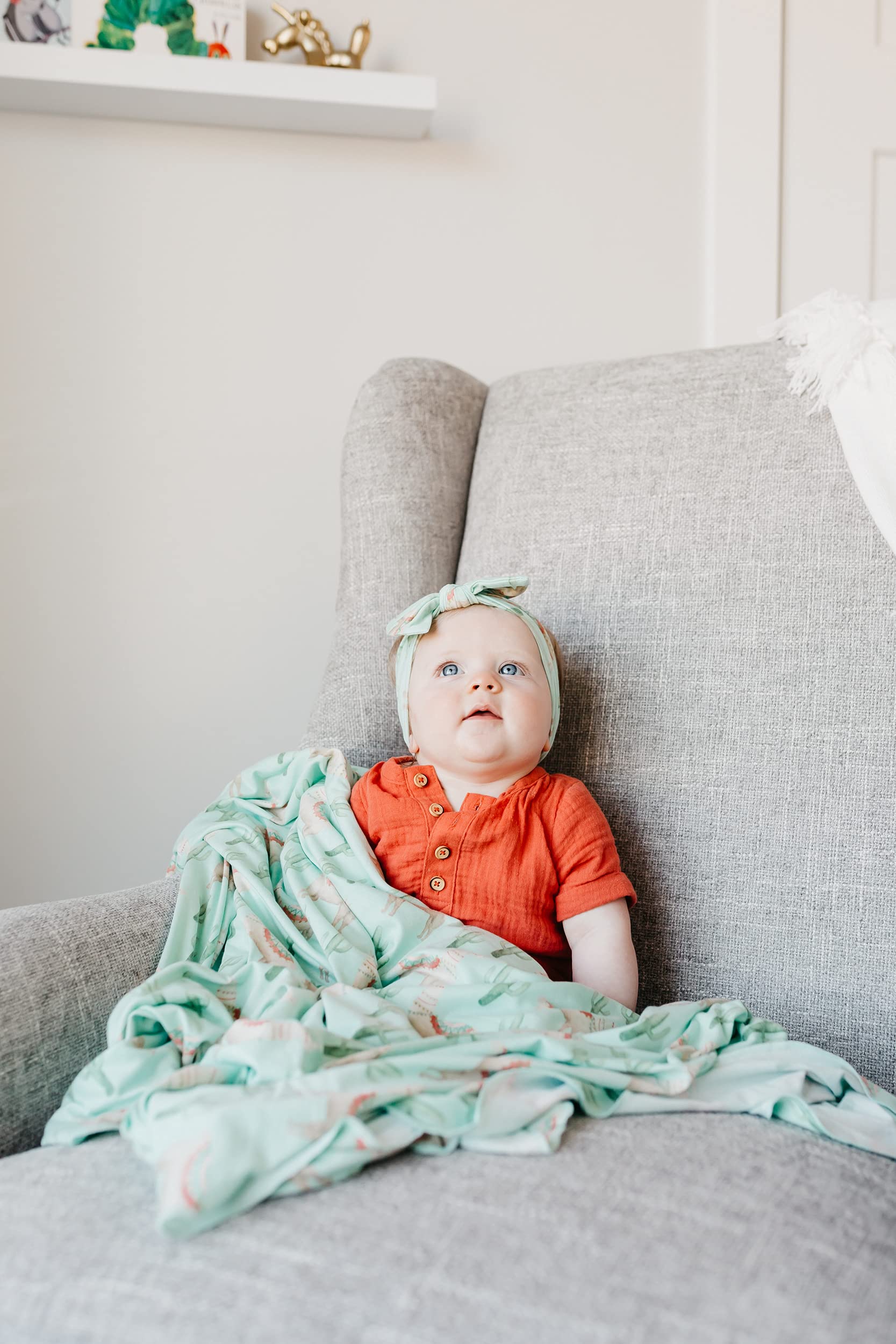 Large Premium Knit Baby Swaddle Receiving Blanket "Cusco" by Copper Pearl