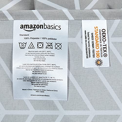 Amazon Basics Microfiber Grey Herringbone Printed Pattern Bathroom Shower Curtain - Grey Herringbone, 72 Inch