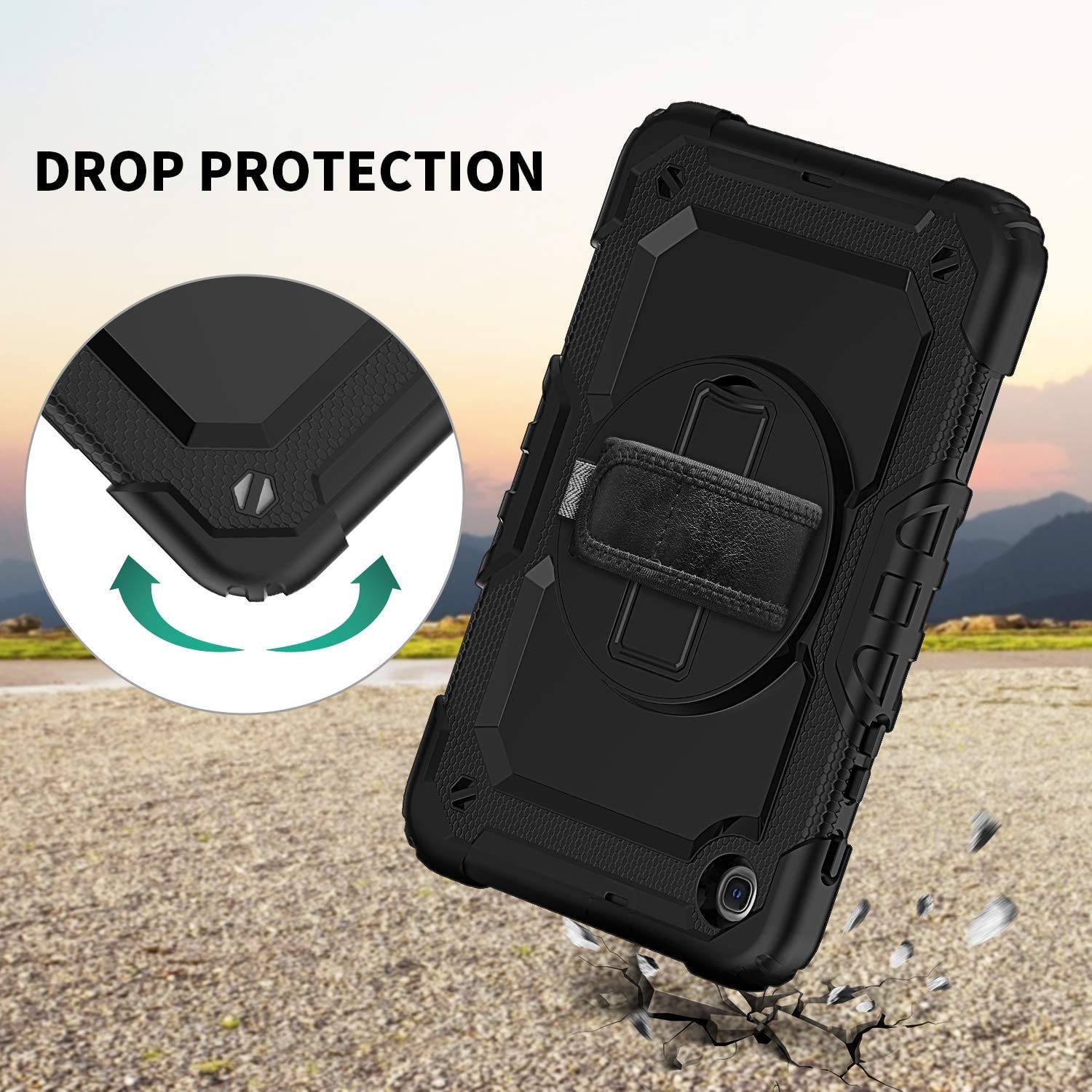BLOSOMEET Case for Samsung Galaxy Tab S6 Lite 10.4" 2024/2022/2020 with Screen Protector S Pen Holder,Heavy Duty Case for S6 Lite Tablet P620/P625/P610/P613 with Stand Hand Shoulder Strap,Black