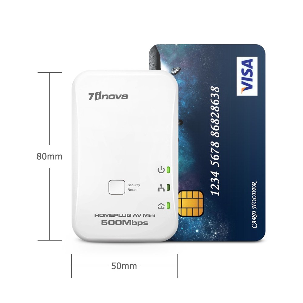 7inova AV500 Powerline Ethernet Adapter Kit for Wired Network Expanding - Mini, Plug&Work, Power Saving