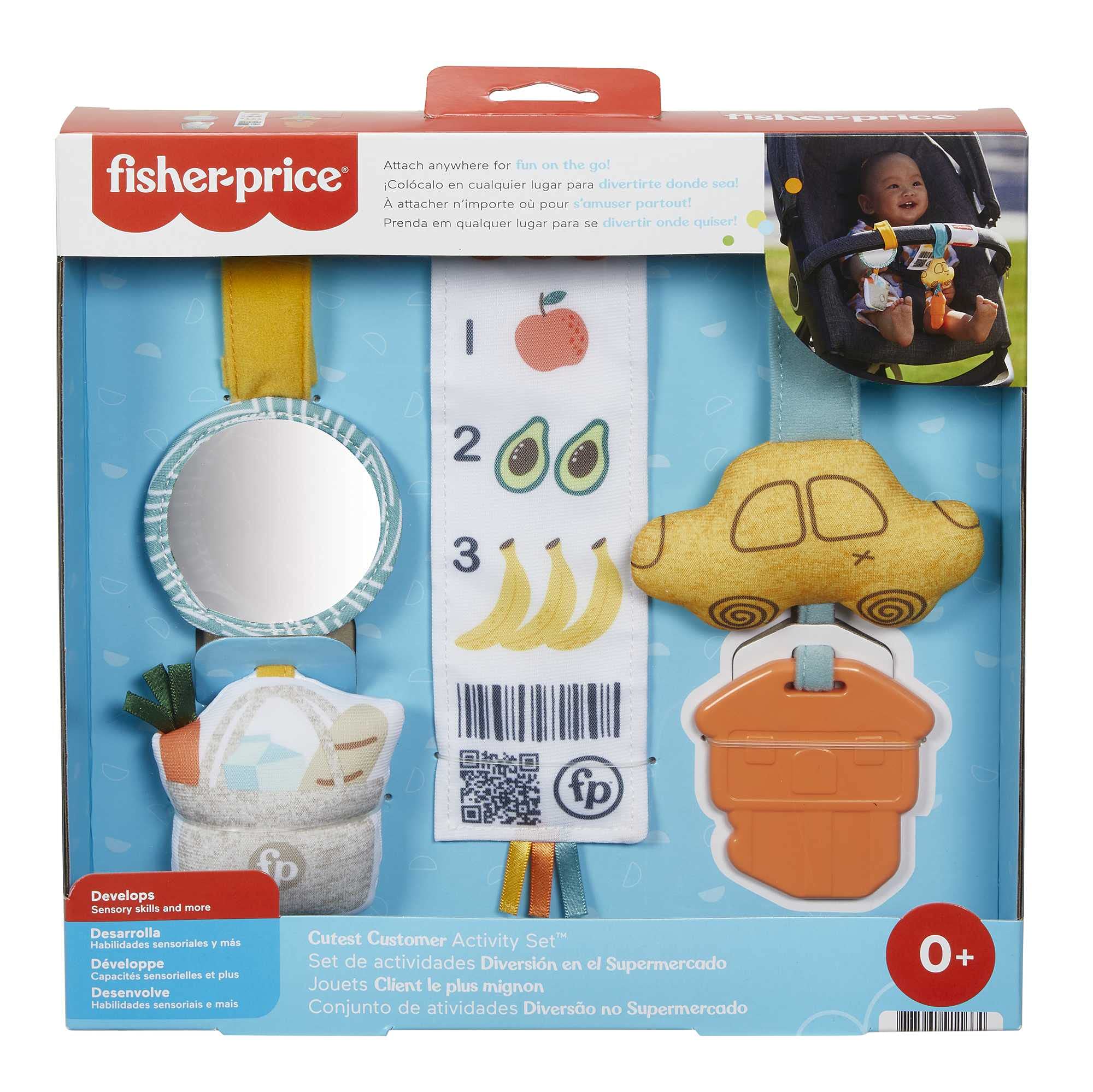 Fisher-Price Cutest Customer Activity Set, 3 Stroller-attaching Infant Toys for Travel