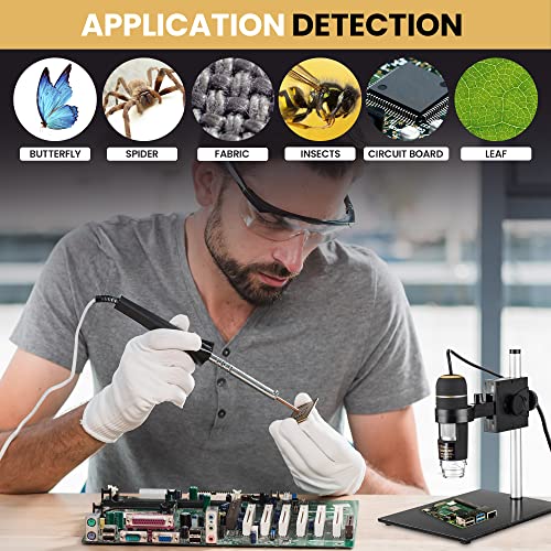 Amscope UTP200X003MP Digital 2MP USB Microscope, 10X-200X Magnification, Built-In Eight LED Light Source, Table Stand, Includes Software CD, Black