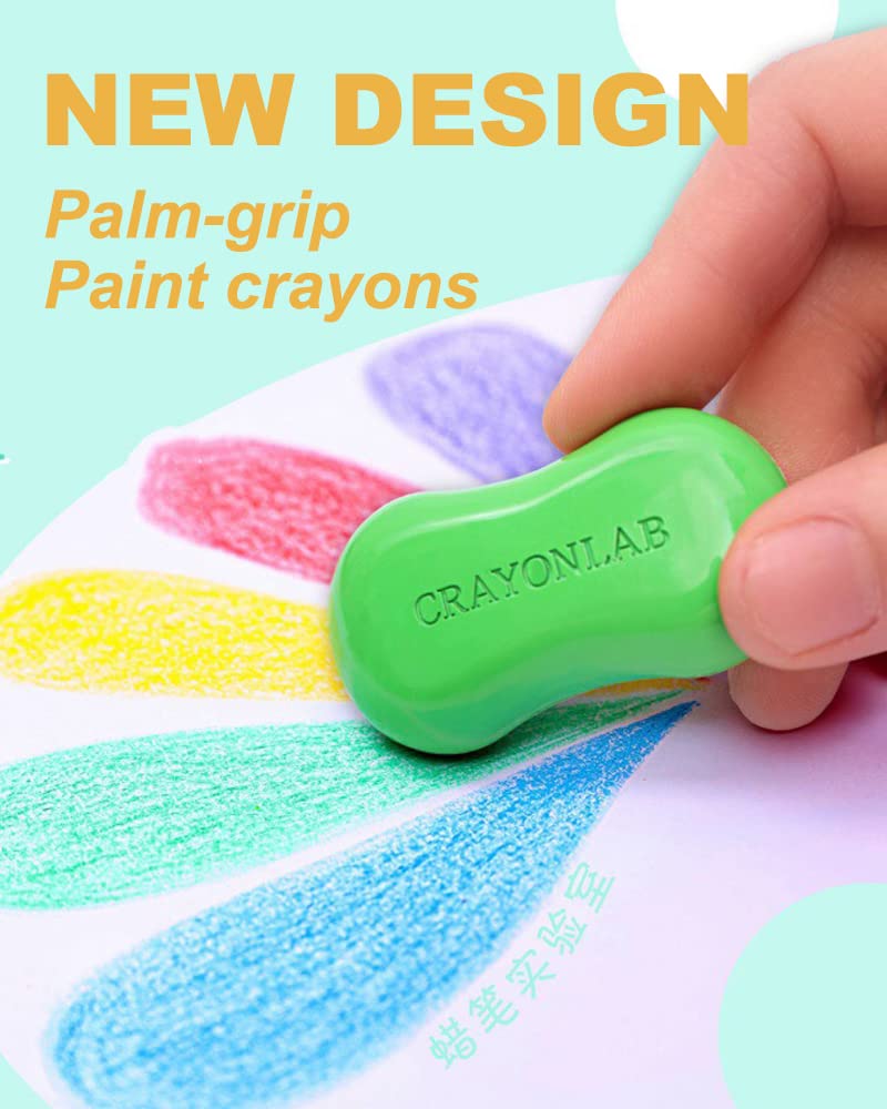 AIERVEN Crayons for Toddlers Palm Grip Jumbo Baby Crayons 24 Colors Washable Non-Toxic Paint Crayons Toys for Kids 3+ (Soap)