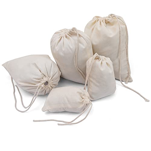 BigLotBags Premium Pack of 100 (6 x 8 Inches) Cotton Muslin Bags 100% Organic Cotton Single Drawstring Premium Quality Eco Friendly Natural Reusable Bags