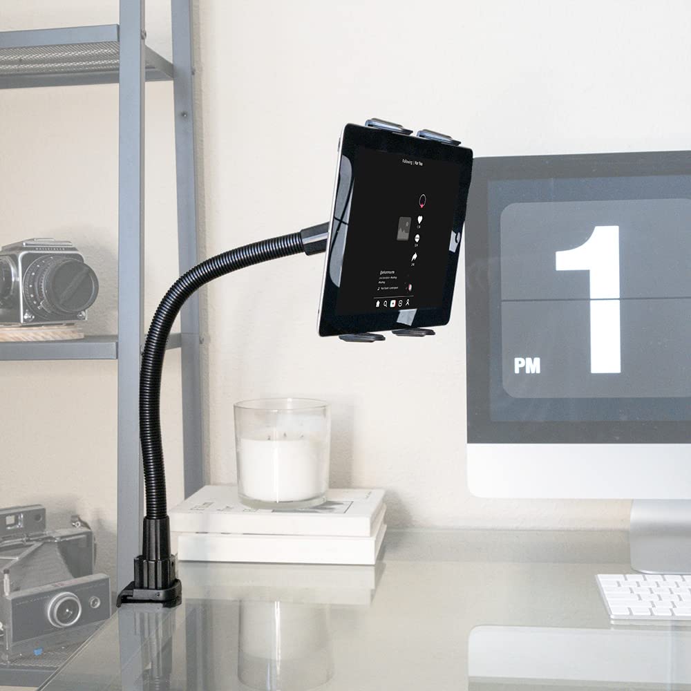 ARKON Mounts Heavy-Duty Slim-Grip Tablet Mount with Clamp & Flexible 22" Gooseneck | Universal Fit Tablet Holder | Firm Clamp for Desks & Tables | Compatible with iPad, Samsung, Google, & More