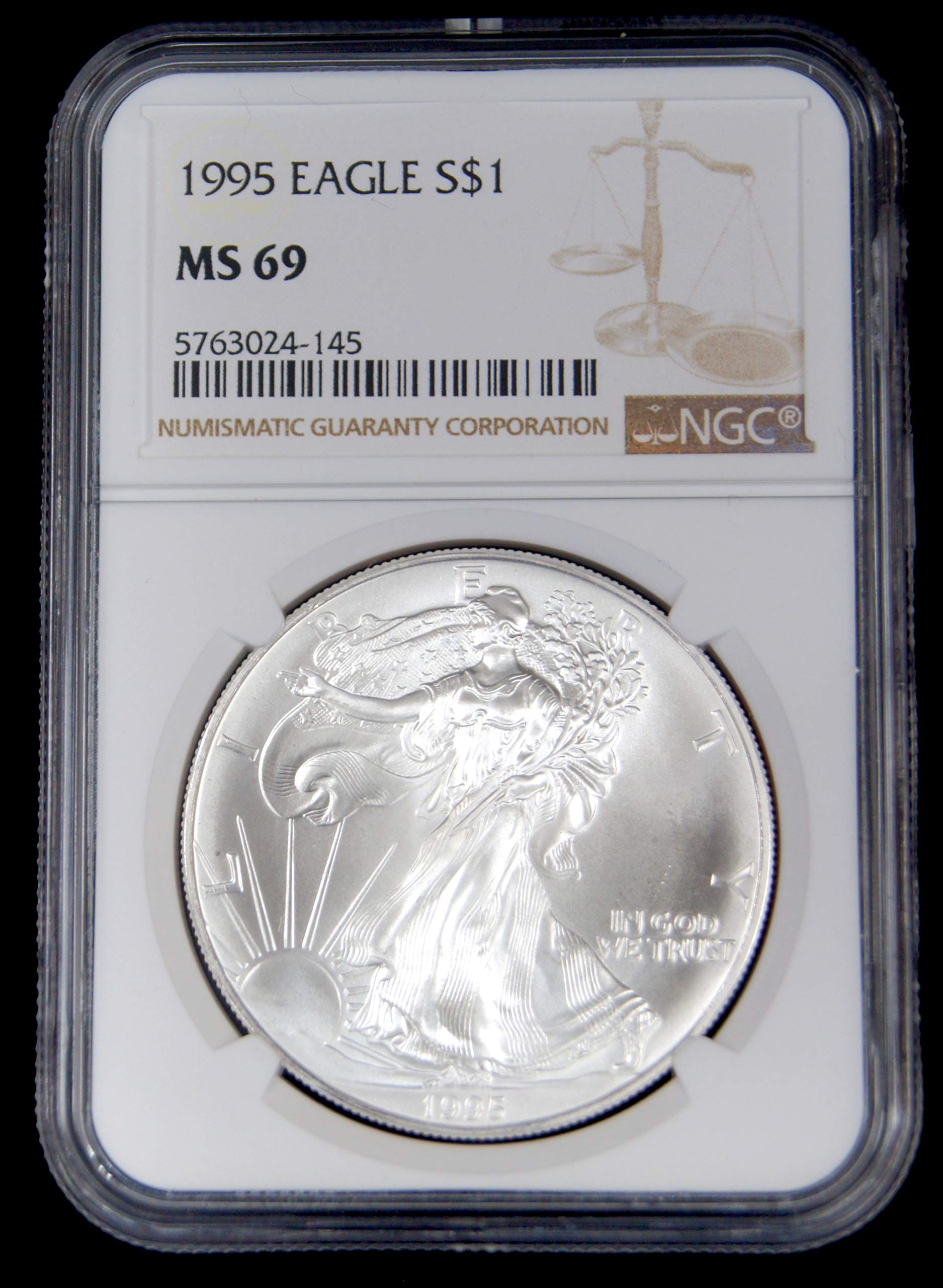 1995 American Silver Eagle 1 Troy Ounce .999 Fine Silver Dollar $1 MS-69 NGC