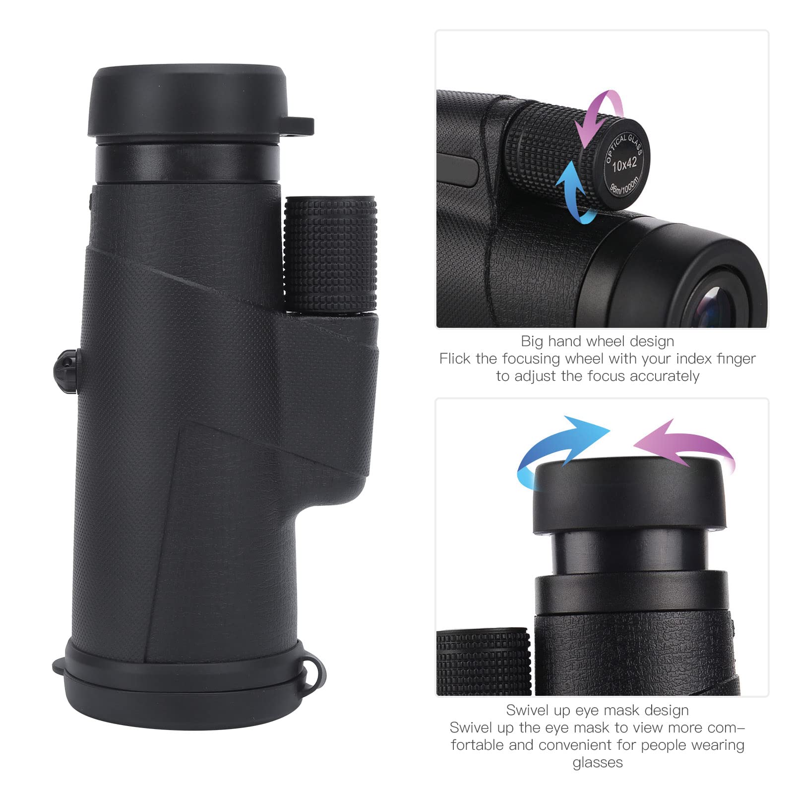 10x42 HD Monocular Telescope Outdoor Handy Monocular with BK7 Prismfor 10X Magnification FMC Coating for Bird Watching Hiking Camping