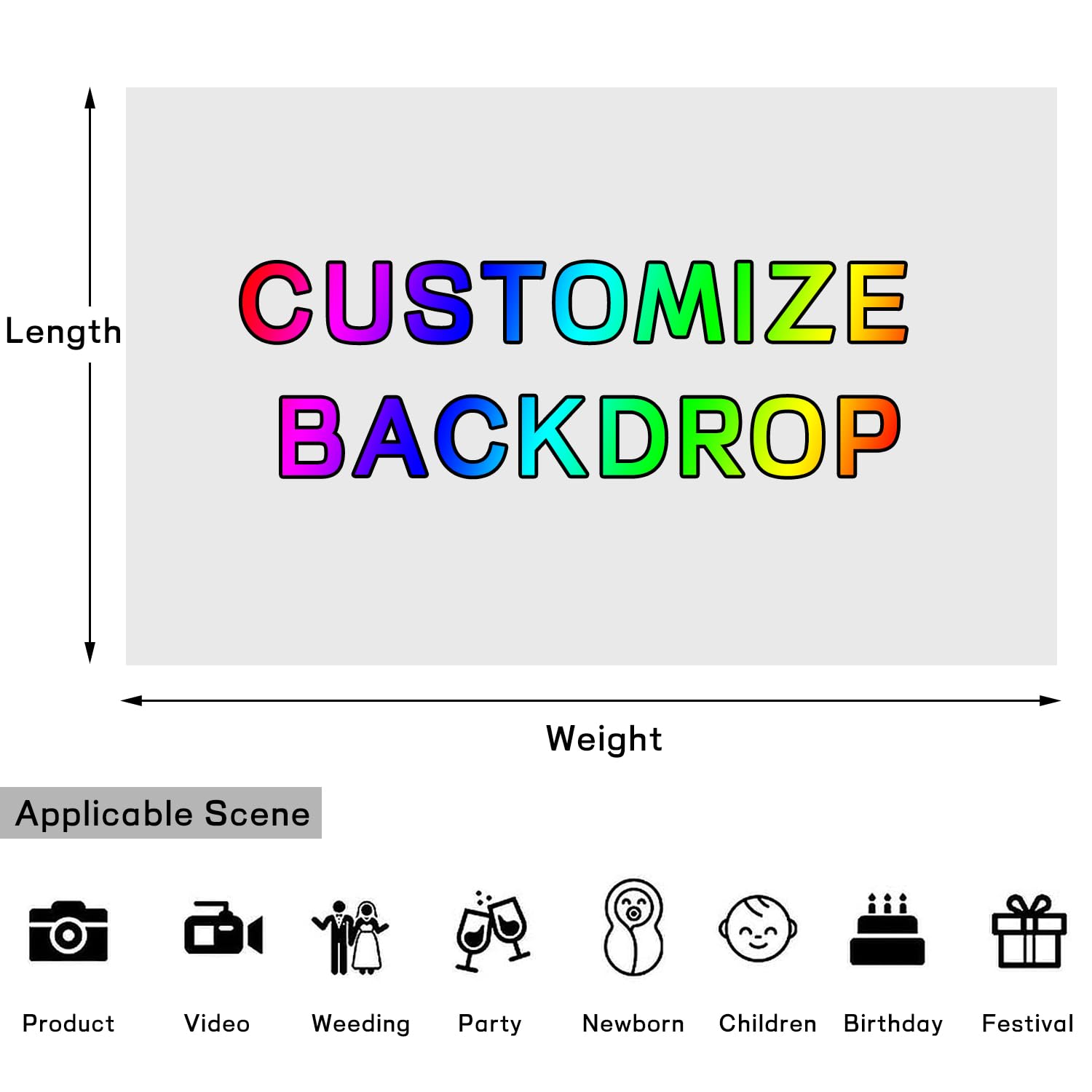 10x8ft Custom Backdrop Personalized Backdrops Personalized Customized Design Your Own Photos Picture Text Logo Kids Birthday Baby Shower Wedding Anniversary Home Decor Custom Banner