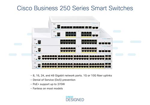 Cisco Business CBS250-24FP-4X Smart Switch, 24 Port GE, Full PoE, 4x10G SFP+, Limited Lifetime Protection (CBS250-24FP-4X)